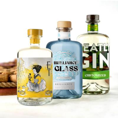 Cina 375 ml Bottiglia di tequila trasparente rotonda vuota Super Flint Glass in vendita