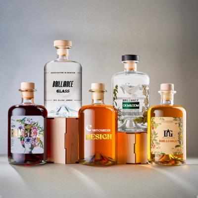 Cina 375 ml Bottiglia di tequila trasparente rotonda vuota Super Flint Glass in vendita