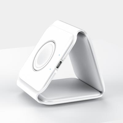 China Powerful 3 in 1 Wireless Charger with USB-Type C Input Port and Magnetic Foldable Design for sale