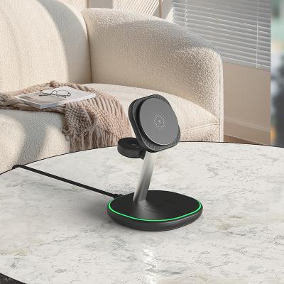 중국 ABS 15W Qi Magnetic Multifunctional Wireless Charging Desktop 3 in 1 Stand for Iphone 판매용