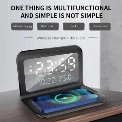 중국 Qi Desk Wireless Phone Charger Holder with LED Display and 15W Wireless Charger Stand 판매용