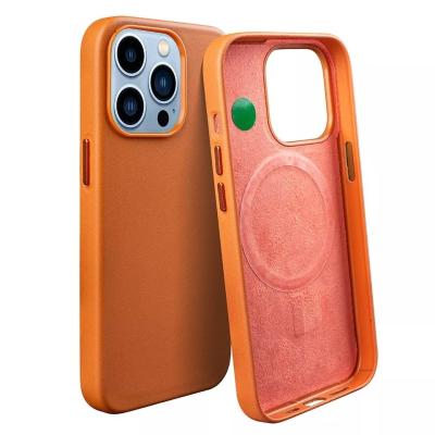 Dark Grey Magnetic Wireless Charger Pu Leather Phone Case for iPhone 14 Pro Max ' Choice