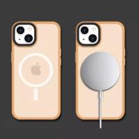 China Iphone 14 Case With Frosted Magnetic Ring Metal Button Dustproof Shockproof Function for sale