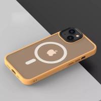 China Iphone 14 Case With Frosted Magnetic Ring Metal Button Dustproof Shockproof Function for sale
