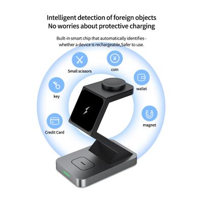 China 15w 3 in 1 Wireless Magnetic Fast Wireless Charging Station with ABS Input voltage and current 9V/2A for sale