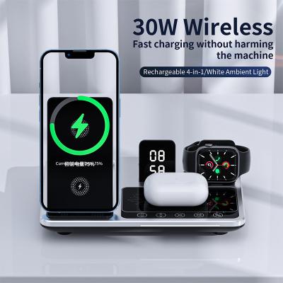 중국 LED Light Smart Touch Wireless Charger Stand For 4 In 1 Mobile Phone Holder Station 판매용