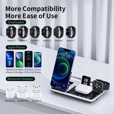 중국 LED Light Smart Touch Wireless Charger Stand For 4 In 1 Mobile Phone Holder Station 판매용