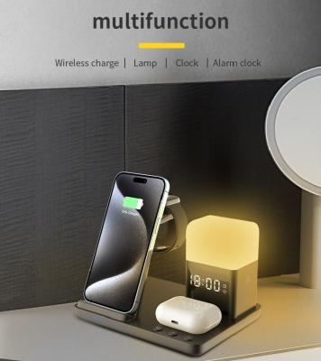 China Digital Alarm Clock 15W Fast Charger 6 In 1 Wireless Charger with 9V-1.67A Input Te koop