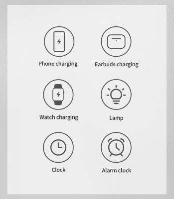 China Digital Alarm Clock 15W Fast Charger 6 In 1 Wireless Charger with 9V-1.67A Input Te koop