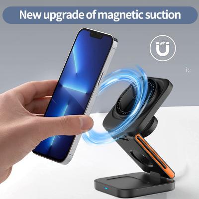 China 15W draadloos oplader voor smartwatch en telefoon Draagbare 3 in 1 oplaadoplossing Te koop