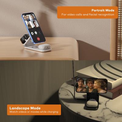 Cina Desktop 3 in 1 caricabatterie wireless stand aspirazione magnetica 15W caricabatterie wireless per telefono cellulare in vendita