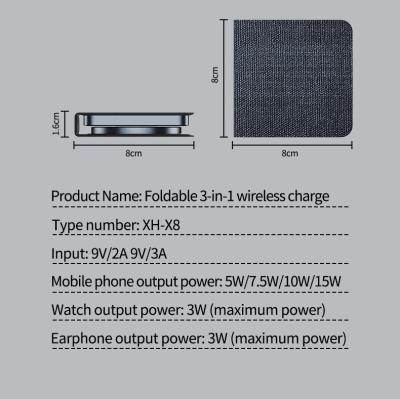 Cina Carica veloce da 15W 2 in 1 caricabatterie senza fili pieghevole con funzione QC3.0 e design magnetico in vendita