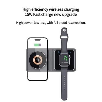 Cina Carica veloce da 15W 2 in 1 caricabatterie senza fili pieghevole con funzione QC3.0 e design magnetico in vendita