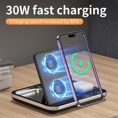 China Carregador sem fio multifuncional para fones de ouvido e telefone 3 em 1 Estação de carregamento rápido de desktop Entrada 9V/2A Tamanho 165x141.3x13mm à venda