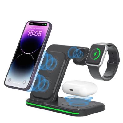 China 15W Fast Charging Multifunction 3 in 1 Opvouwbare draadloze oplader voor iPhone 15 14 13 11 Pro Max Te koop
