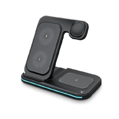 Cina 15W di ricarica rapida multifunzione 3 in 1 pieghevole caricabatterie senza fili Stand per Iphone 15 14 13 11 Pro Max in vendita