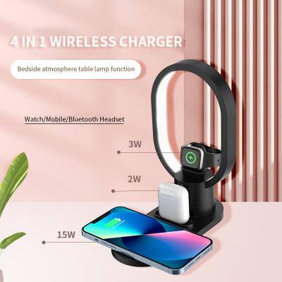 China Qi Standard 15W Wireless Charger Headphone Stand 4 In 1 Wireless Charging with ABS Material for sale