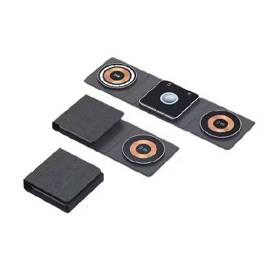 China Zwart opvouwbaar draadloos laadstation 3 in 1 opladen voor telefoons iWatch en Airpods Te koop