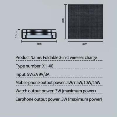 Cina Caricabatterie senza fili pieghevoli per cellulari 3 in 1 con design magnetico in vendita