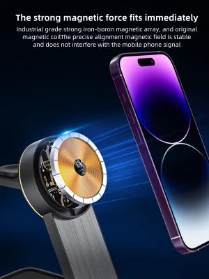 China Private Mold 3 In 1 Magnetic Wireless Charger For Phone 15W Fast Charger Station With Mobile Phone Stand for sale