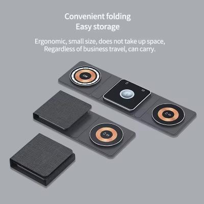China Custom Logo 3 in 1 vouwbare draadloze oplader voor Smart Watch-oordopjes en telefoon Te koop