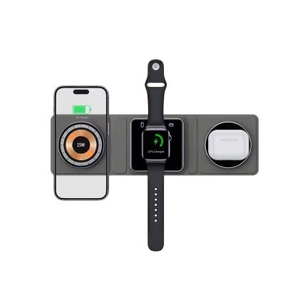 China 9V/2A Entrada 3 em 1 Carregador sem fio magnético dobrável para telefone móvel portátil de carregamento rápido universal à venda
