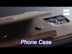 14 Pro Max PU Leather Cover Cell Phone Case com cartucho de cartão e pulso