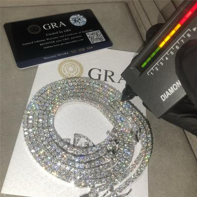 Cina L'oro della catena 14K del tennis di Moissanite del taglio rotondo ha placcato la collana VVS1 del tennis di Moissanite in vendita