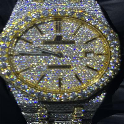 China D Color Ap Diamond Watch  Bling Hand Setting Bust Down Moissanite Watch for sale