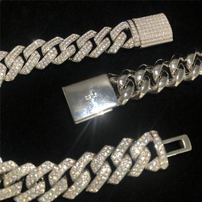 Cina L'oro S925 ha placcato la Catena cubana di Moissanite 22 pollici di gioielli hip-hop di Moissanite in vendita