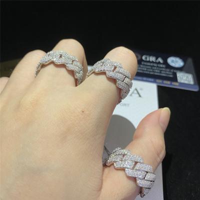 Cina Catena hip-hop dei gioielli di collegamento di 925 Sterling Silver Moissanite Ring Cuban in vendita