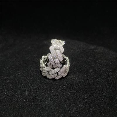 Cina Catena hip-hop dei gioielli di collegamento di 925 Sterling Silver Moissanite Ring Cuban in vendita
