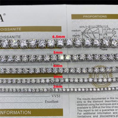 Cina Tennis Diamond Necklace Hip Hop 925 Sterling Silver di VVS Moissanites 2mm 3mm 5mm 6.5mm in vendita