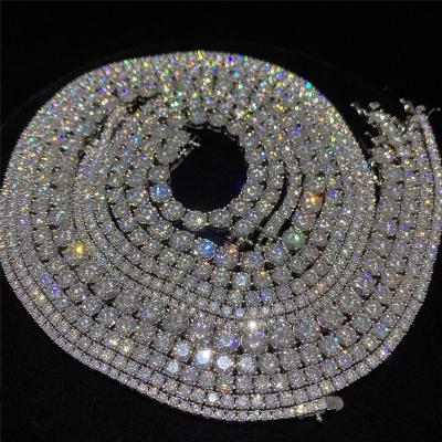 Cina Tennis Diamond Necklace Hip Hop 925 Sterling Silver di VVS Moissanites 2mm 3mm 5mm 6.5mm in vendita