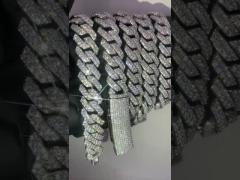 Catena 15mm VVS Moissanite Sterling Silve Cuban Link Necklace di Hip Hop Miami Cuban Link