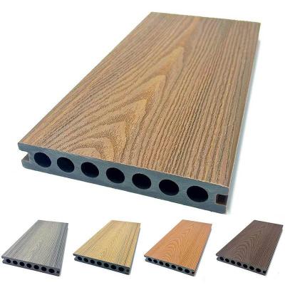 China 140*23mm WPC Composite Decking Board with Round Hole Structure Waterproof and Low Maintenance for Outdoor Garden Flooring for sale