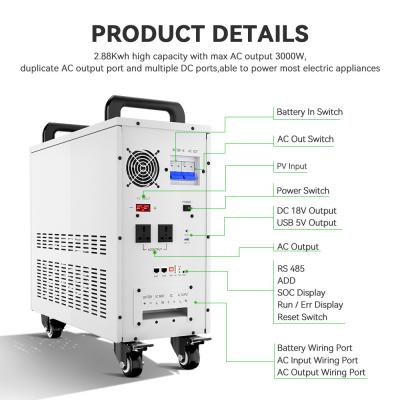 Cina Fornitore di alimentazione portatile 3KW 5KW 48V 60Ah Sistema all-in-on per la casa Sistema solare e uso esterno in vendita