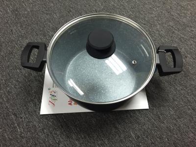 China Aluminum casserole with lid/inner non-stick marble coating/heat resistant painting for sale