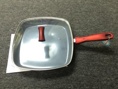China Aluminum Grill pan/ Ceramic coating-grey color/Heat resistant painting/Bottom spiral for sale