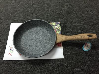 China New style 3 layers non-stick moorstone coating fry pan with wooden effect handle for sale