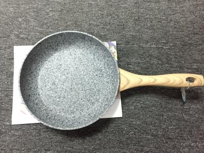 China 3 layers non-stick moorstone coating fry pan with wooden effect handle for sale