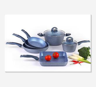 China Non-stick blue marble coating--Aluminum Cookware Sets for sale