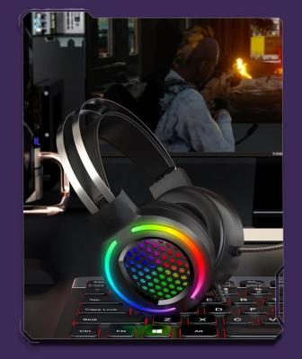 中国 組み込みケーブル付きヘッドフォン USB有線 HIFI 7.1 スピーカー マイクロフォン ゲーム RGB ヘッドセット 販売のため