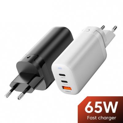 中国 65W USBタイプC GAN ウォールチャージャー EUプラグ ラップトップや携帯の急速充電 販売のため
