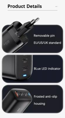 中国 65W USBタイプC GAN ウォールチャージャー EUプラグ ラップトップや携帯の急速充電 販売のため