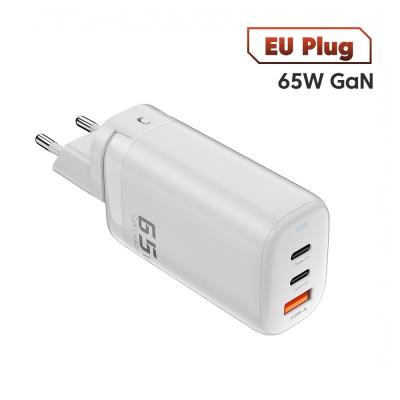 China 65W GaN 3 Ports USB Type-c Travel Adapter voor snel opladen van verschillende apparaten Te koop