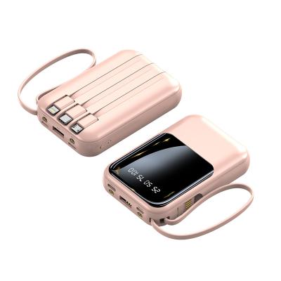 China Socket Standard 10000mAh Mini Power Bank LED Display Carregador de energia com 4 cabos à venda