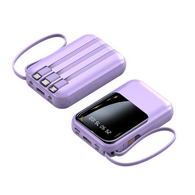 China Socket Standard 10000mAh Mini Power Bank LED Display Carregador de energia com 4 cabos à venda