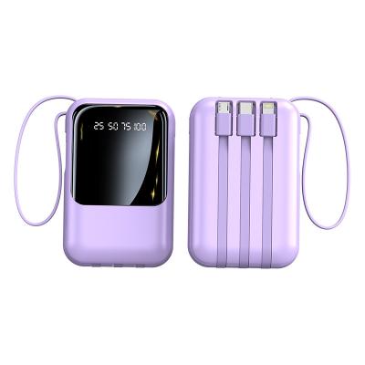 China Socket Standard 10000mAh Mini Power Bank LED Display Carregador de energia com 4 cabos à venda