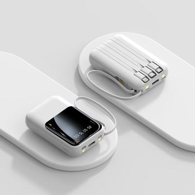 China Socket Standard 10000mAh Mini Power Bank LED Display Carregador de energia com 4 cabos à venda